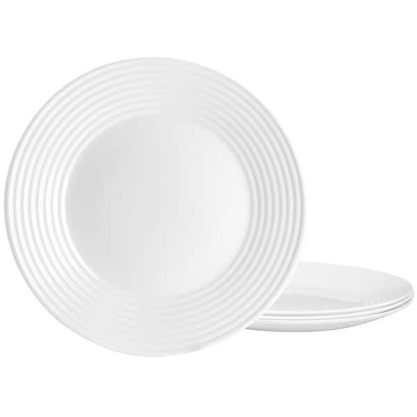 Gibson Ultra Patio 4 Piece White Tempered Opal Glass Dinner Plate Set ...