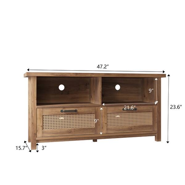 Two doors of Rattan TV cabinet - Bed Bath & Beyond - 37186917