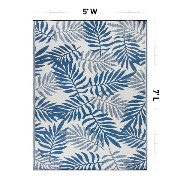 World Rug Gallery Palm Leaves Reversible Recycled Plastic Outdoor Rugs ...