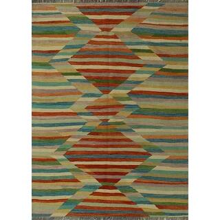 Hand-Woven Winchester Kilim Cranston Rust/Ivory Rug - 4'8" x 6'5" - Bed ...
