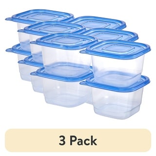 3-Pack of 4.4-Cup Square Food Containers, 5.9x5.9x3.5 inch, BPA-Free ...