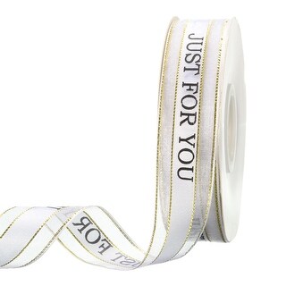 1 Inch x 46 Yd Organza Chiffon Ribbon, Golden Edge JUST FOR YOU Ribbon ...
