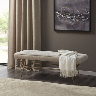 Tan Accent Bench Tufted Top - Bed Bath & Beyond - 38858194