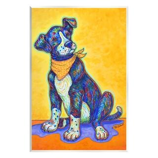 Stupell Blue & Yellow Abstract Dog Wall Plaque Art Design by Pat ...