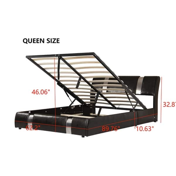 Queen Size Lift Up Storage Bed Frame with Stainless steel sheet - Bed ...