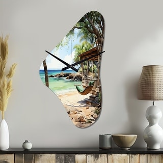 Beach Photo Tropical Vibes II - Coastal Beach Wall Clock in Boomerang ...