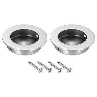2Pcs Round Recessed Door Pulls Finger Pulls Cabinet Handles Silver ...