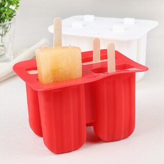 4Grid Summer Frozen Ice Lolly Cream Silicone Mold Tray Kitchen Homemade ...