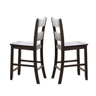 Set of 2 Solid Wood Counter Height Chairs with Ladder Backrest - 18” L ...