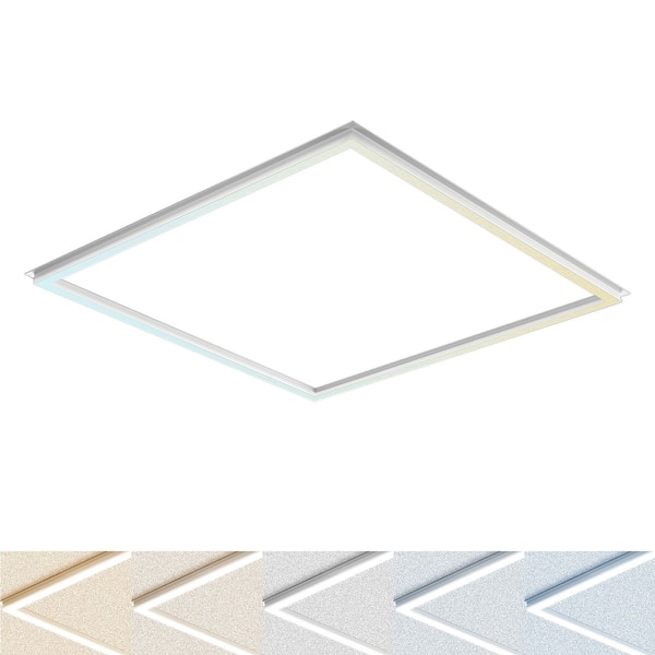 Luxrite 2x2 FT Edge-Lit Frame LED Panel Lights, 5CCT 3000K-6500K, 2600 ...