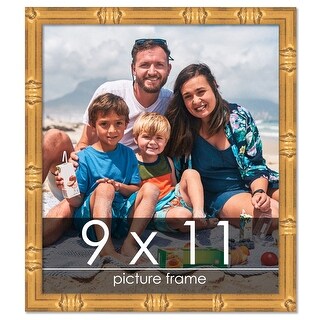 9x11 Bamboo Gold Complete Wood Picture Frame with UV Acrylic, Foam ...