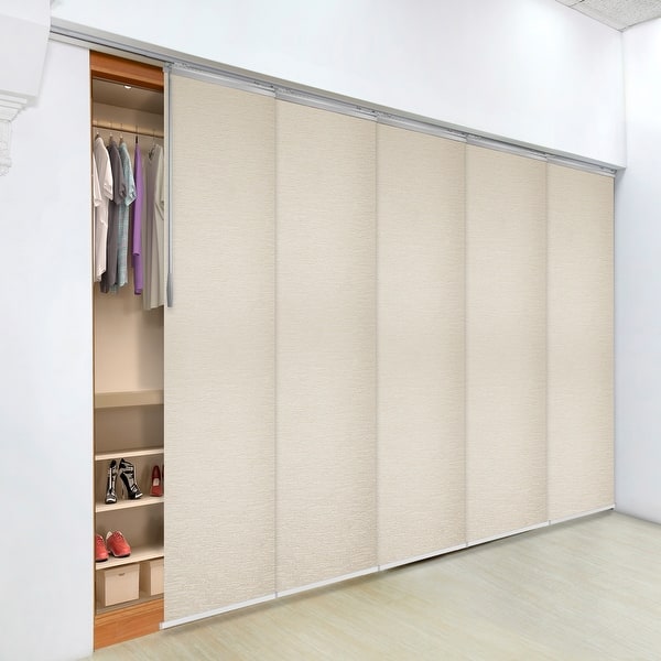 InStyleDesign Opal 5-Panel Single Rail Panel Track Extendable 58"-110"W ...