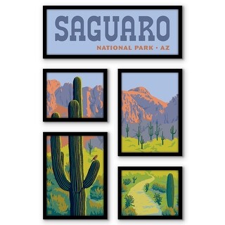 Americanflat Saguaro National Park Cactus 5 Piece Grid Wall Art Room ...