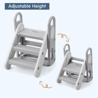 Foldable Toddler Step Stool for Kids, Adjustable 3 Steps Stool with ...