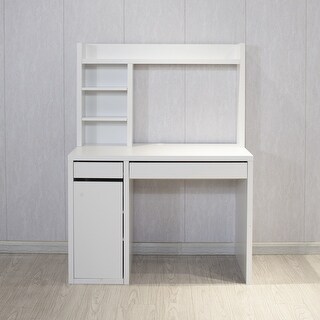 Modern white color computer desk with drawer racks and study cabinets ...
