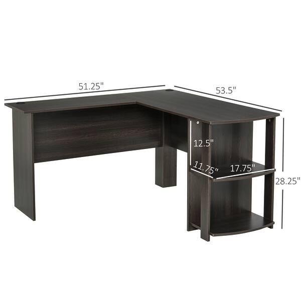 HOMCOM L-Shaped Corner Computer Desk Wood PC Workstation Laptop Table ...