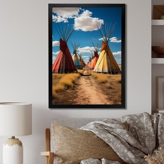 Designart "Yellow Native Tipi Path To Spirituality IV" Native American ...