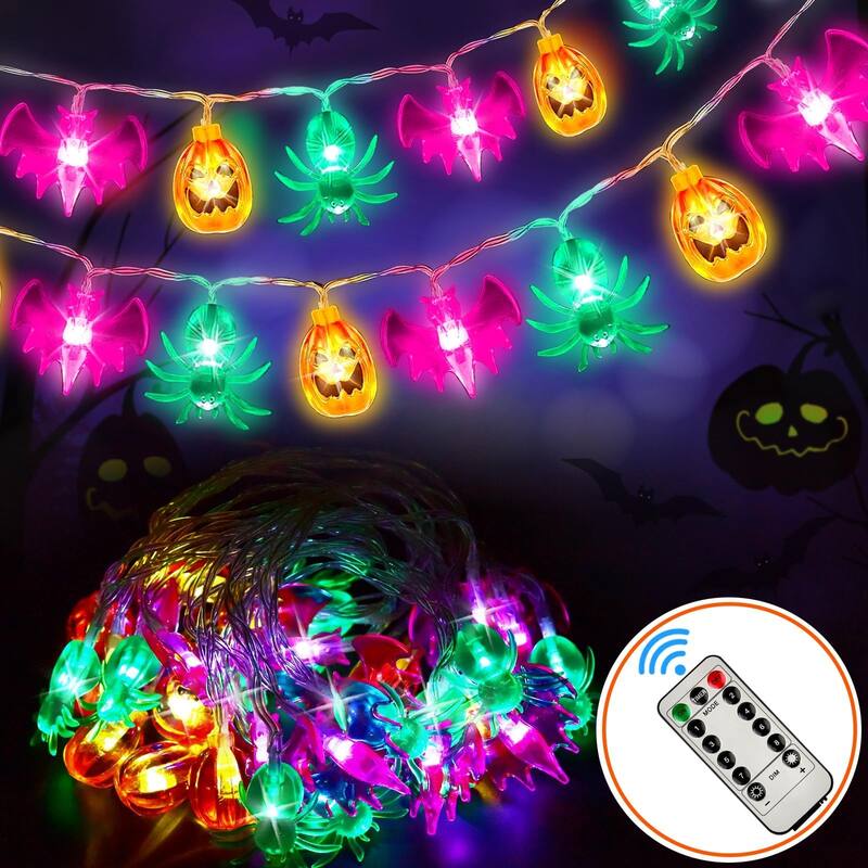 Halloween String Lights LED 3D Pumpkins Bats Ghosts Spider - 2 Pack ...