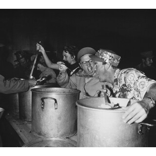 Mickey Rooney And Members Of His Uso Troupe Feed Troops Chow R-L Dick Winslow History - Bed Bath ...