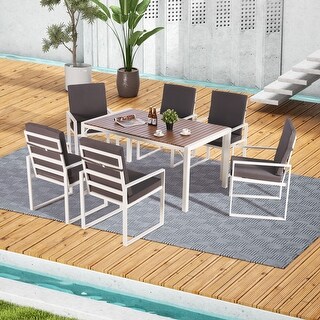 7 Piece Outdoor Dining Sets Garden Patio Set Patio Conversation Set, Dining Table and Armchair ...