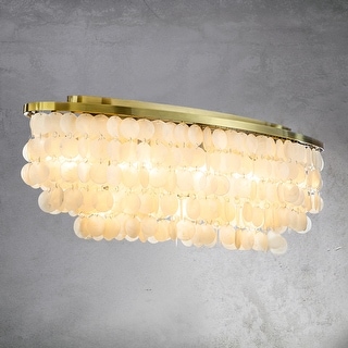 CraftHome 11-Light Unique/Statement Coastal Natural Capiz Shell Oval ...