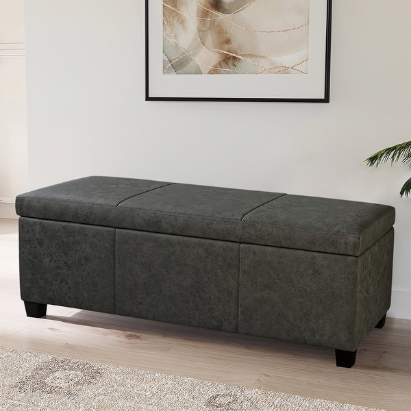 Belleze Modern Elegant Ottoman Storage Bench Faux Leather Linen 47 On Sale Bed Bath Beyond 22163149