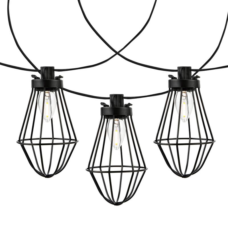 SAFAVIEH Lighting Ellina 10 FT Led Outdoor String Lights - Black - On ...