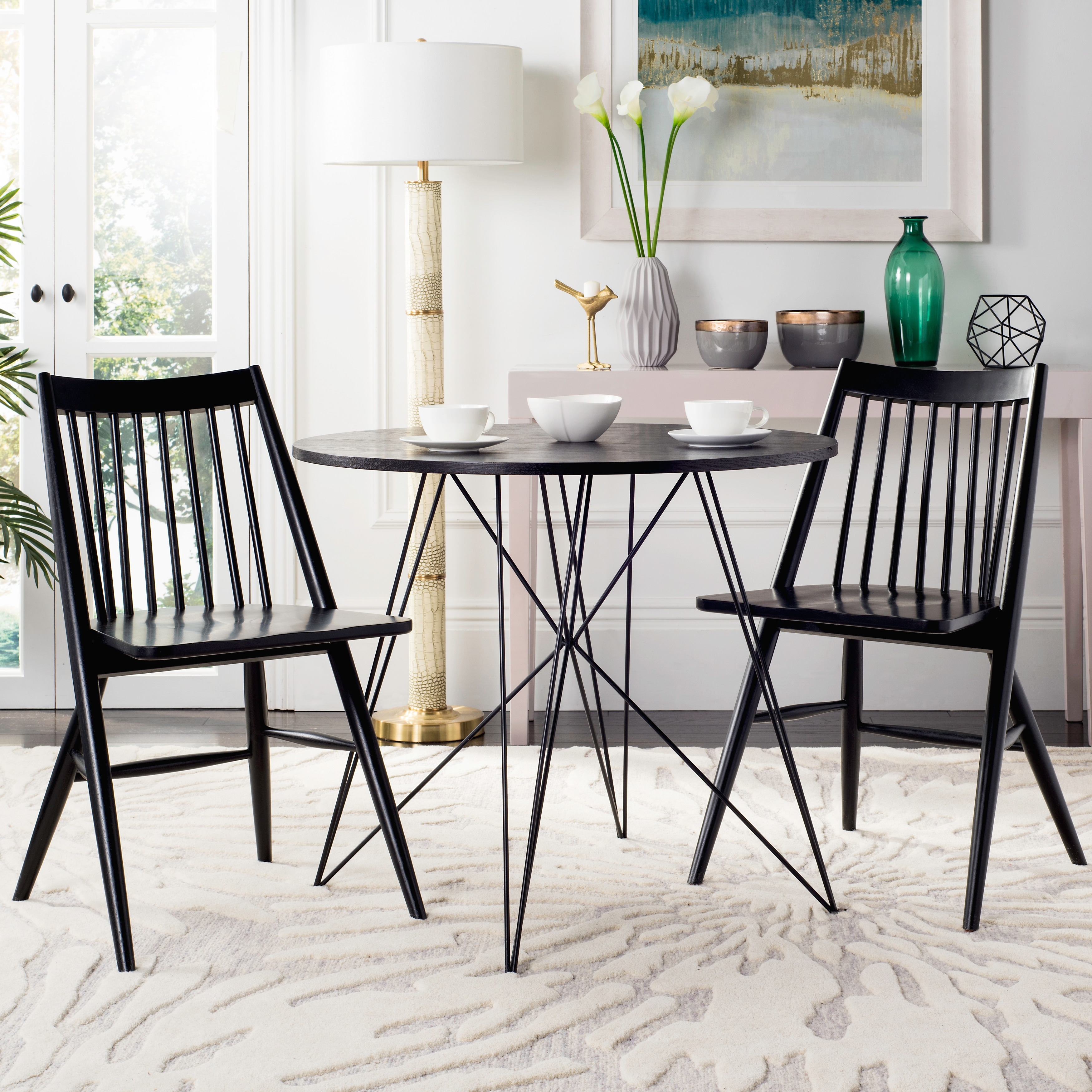 SAFAVIEH Dining 19 inch Wren Black Spindle Dining Chair Set of 2