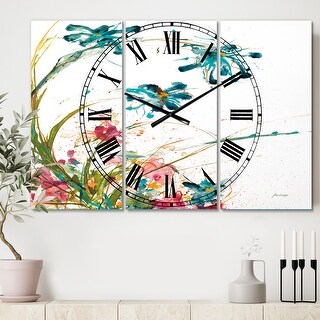 Designart 'Blue Abstract Blossoming Farmhouse Flowers' Cottage 3 Panels ...