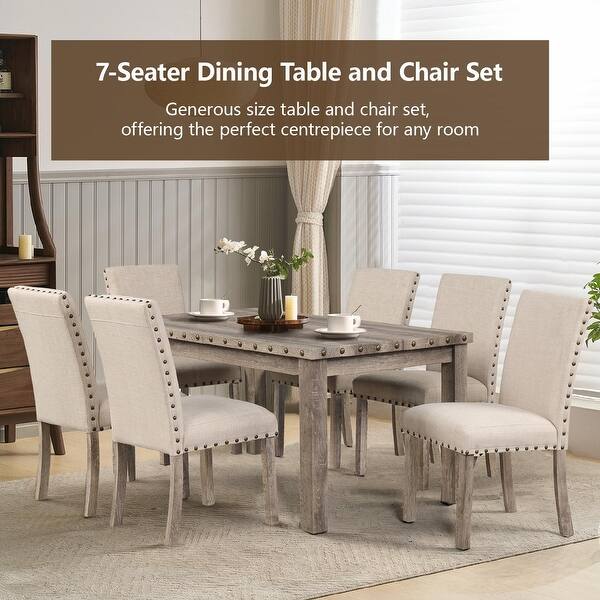 Morden Fort Rectangular Chair 7-piece Dining Table Set - On Sale - Bed ...