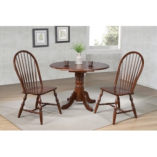 Andrews 3-Piece Round Wood Top Distressed Chestnut Brown Dining Set ...