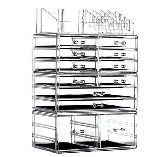 Clear Makeup Storage Organizer Drawers Skin Care Large Cosmetic Display ...