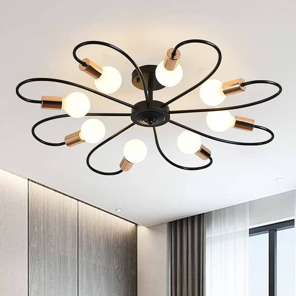 8 light modern semi flush ceiling light sputnik metal ceiling lighting ...