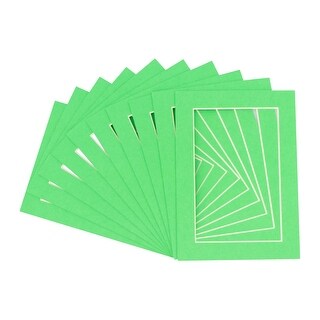 Pack of TEN 6x10 Mats Bevel Cut for 4x8 Photos - Acid Free Bright Green ...