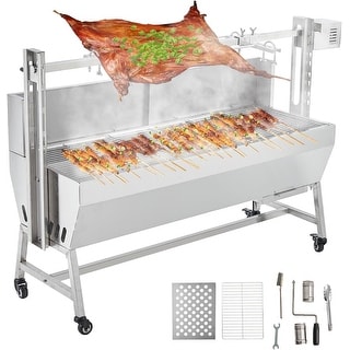 Stainless Steel Automatic Rotisserie Grill with Wind Screen, 55in 200LB ...