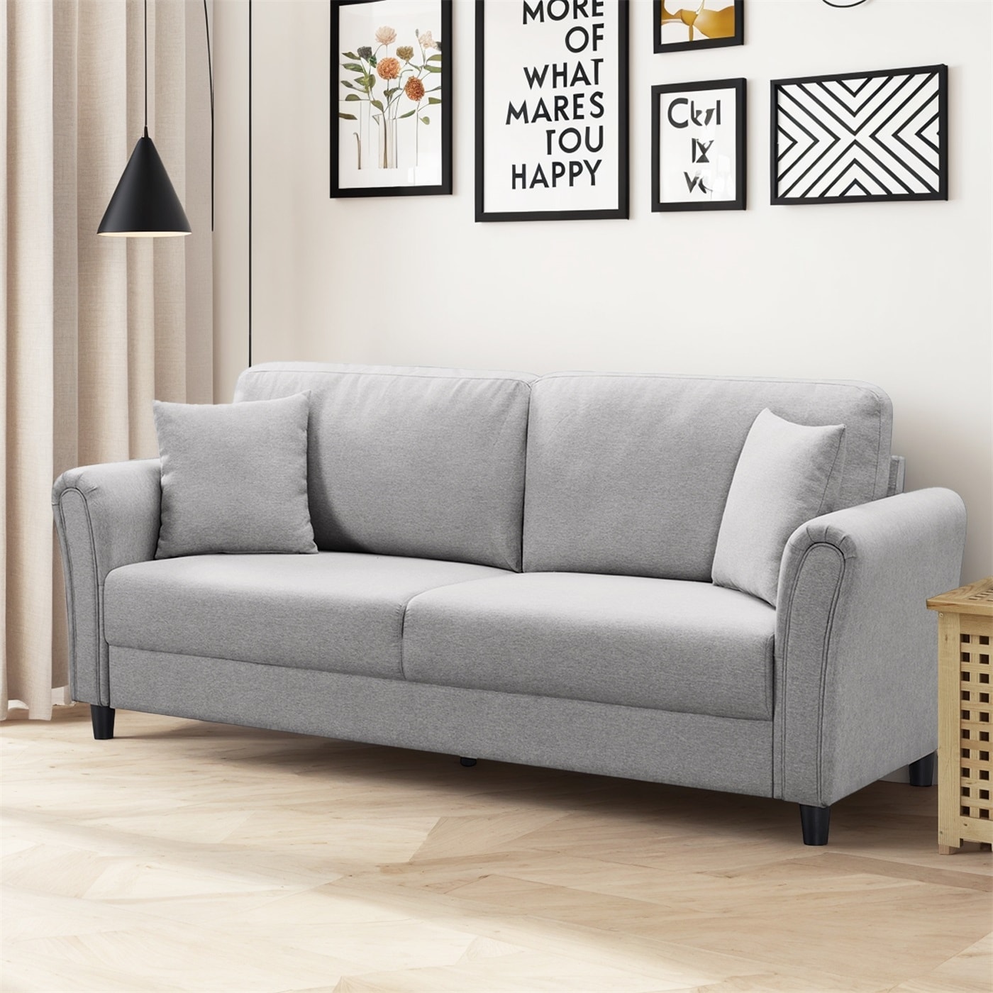 75.39'' Sofa Bed, Convertible Sleeper Couch with Pillows, Foldable ...