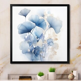 Designart "Delicate Blue Ginko Leaves On White Watercolor" Leaves ...