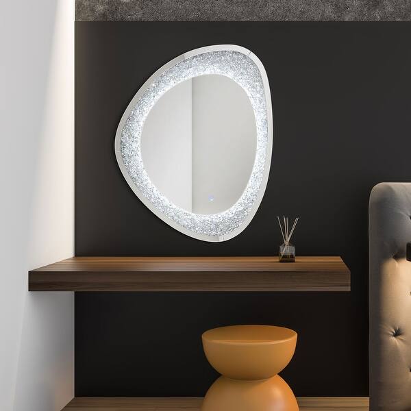 Mirage Acrylic Crystal Inlay LED Lights Wall Mirror - On Sale - Bed ...