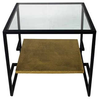 Orlando Cooper End Table with Glass Top and Brass Shelf on Cast Iron ...