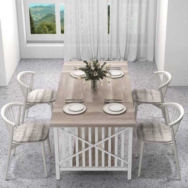 Moasis 70-inch Dining Table with Shelf Rectangular Wood and Metal ...