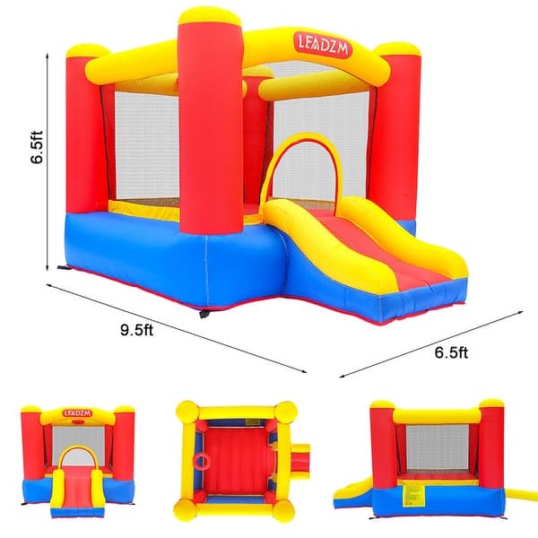 Bounce House with Air Blower Inflatable Castle with Basketball hoop ...