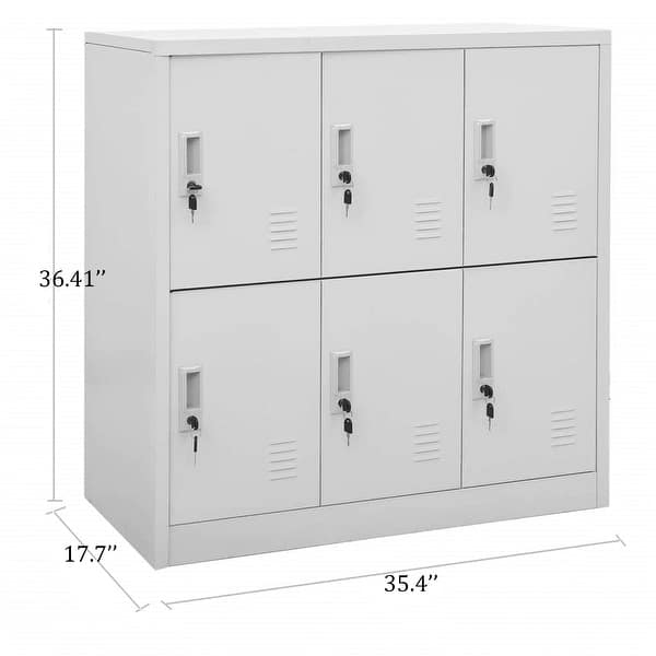 Locker Cabinet Metal Lockers with 6 Lockable Doors Storage Box Office ...