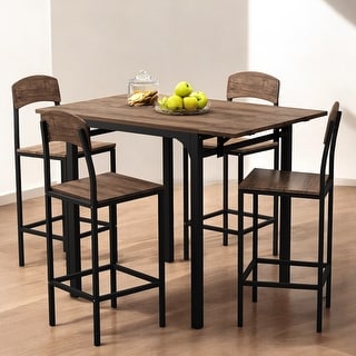 5-Piece Counter Height Drop Leaf Dining Table Set with 4 Chairs, Space ...