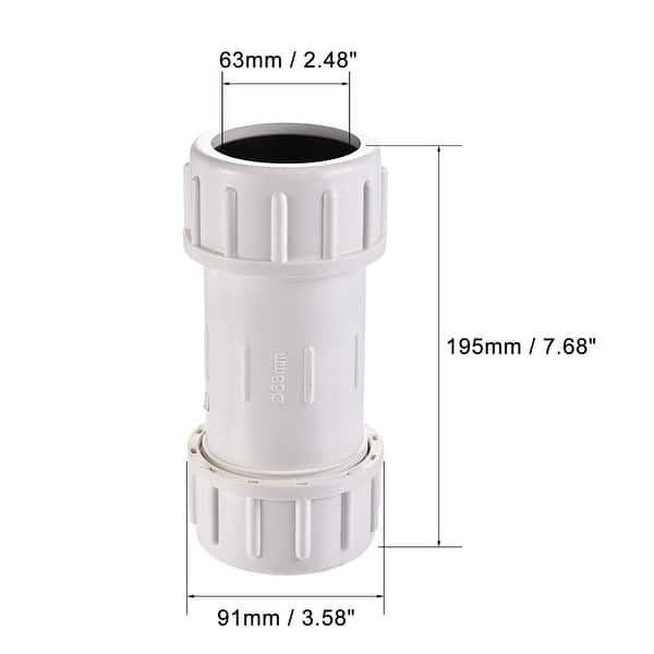 PVC Compression Plumbing Coupling Straight Pipe Fitting Extension 63mm - White - Bed Bath ...