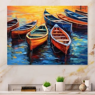 Designart "Boats In The Harbor I" Boat Metal Art Print - Bed Bath ...
