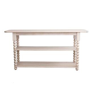 Rubberwood and Oak Veneer Console Table with 2 Shelves and Turned Legs ...
