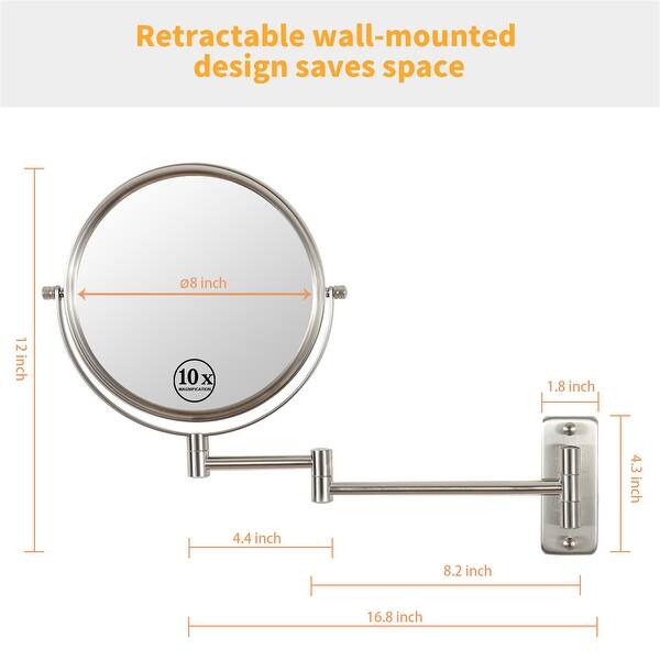 10x/1x Wall Mounted Magnifying Mirror Double-Side Mirrors for Wall ...