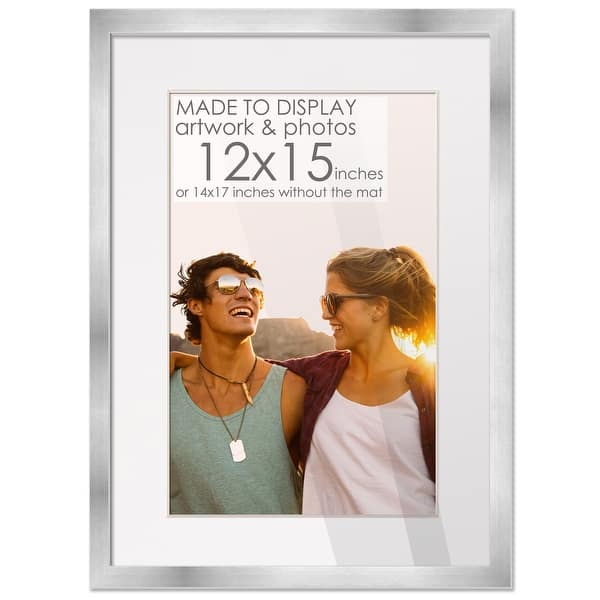 14x17 Silver Picture Frame with 11.5x14.5 White Mat Opening for 12x15 - Bed Bath & Beyond - 38021327