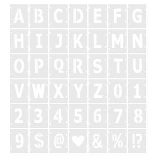 1 Inch Letter Number Stencils Alphabet Templates Set 1.5" Width, White ...