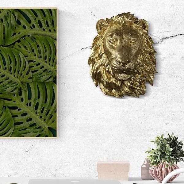gold lion head wall decor